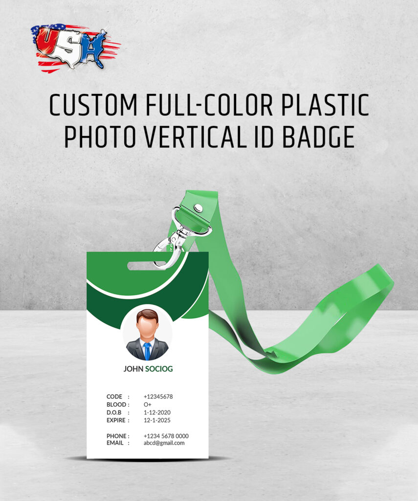 Custom Full-Color Plastic Photo Vertical ID Badge With Slot